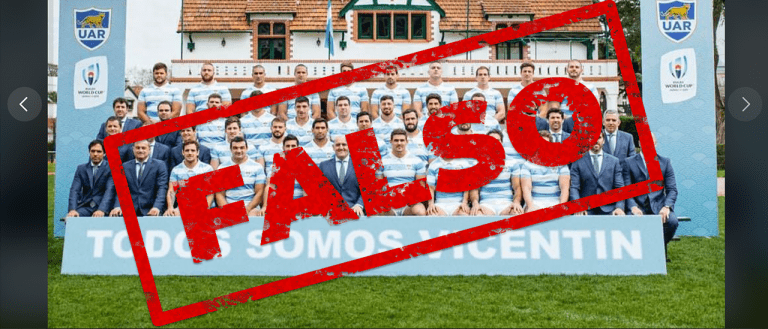 Es falsa la imagen de Los Pumas con el cartel de “Todos somos Vicentin ...