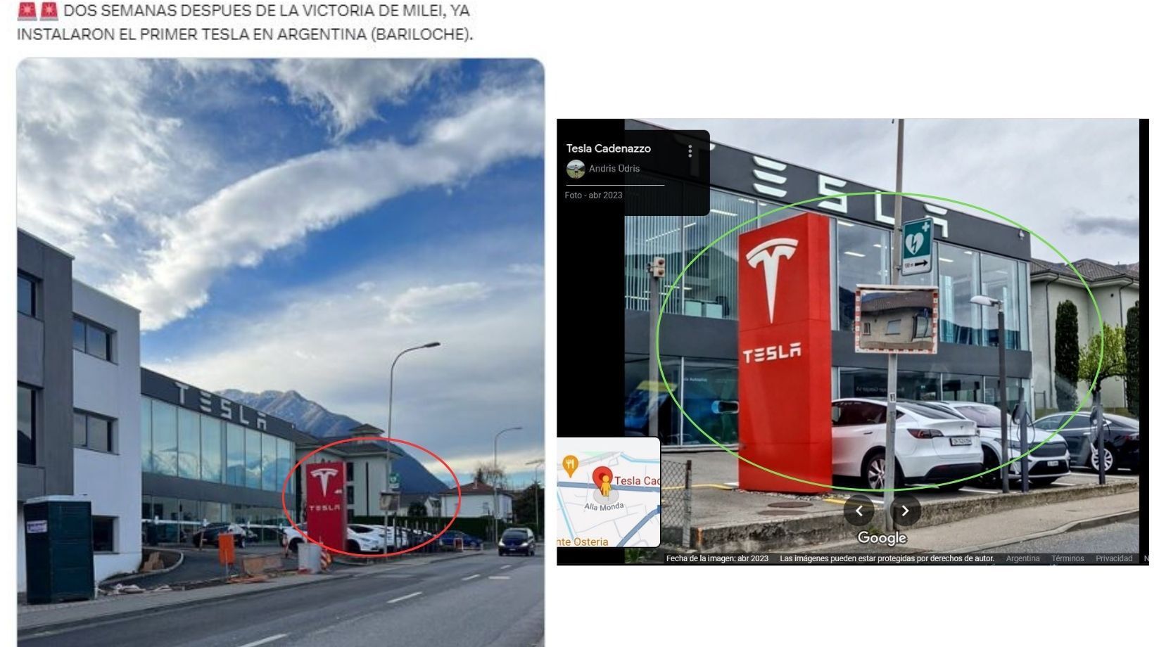 Es falso que Tesla abrió locales en la Argentina en diciembre de 2023 ...